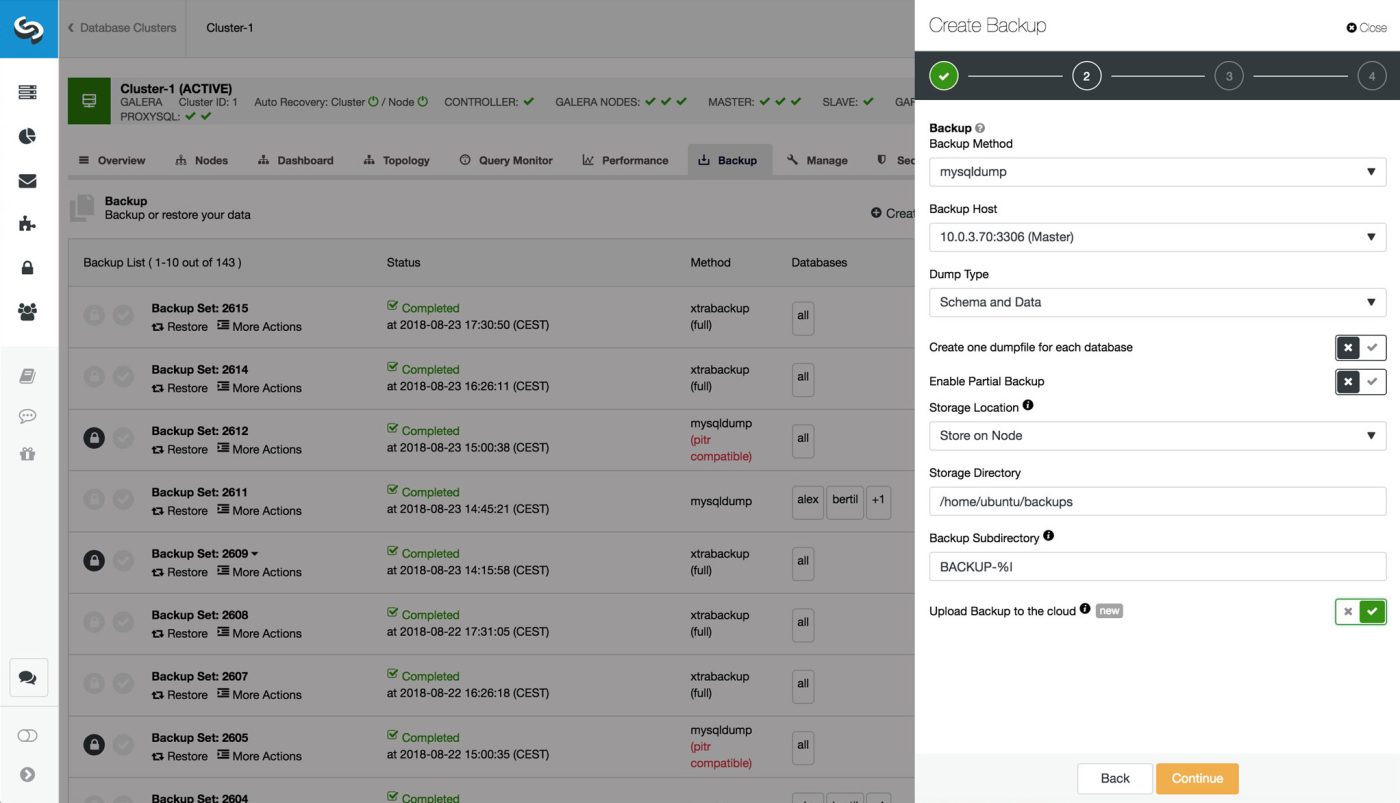Clustercontrol Backup Features Severalnines